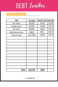 The Best Free Debt Tracker Printable: Kiss Your Debt Goodbye